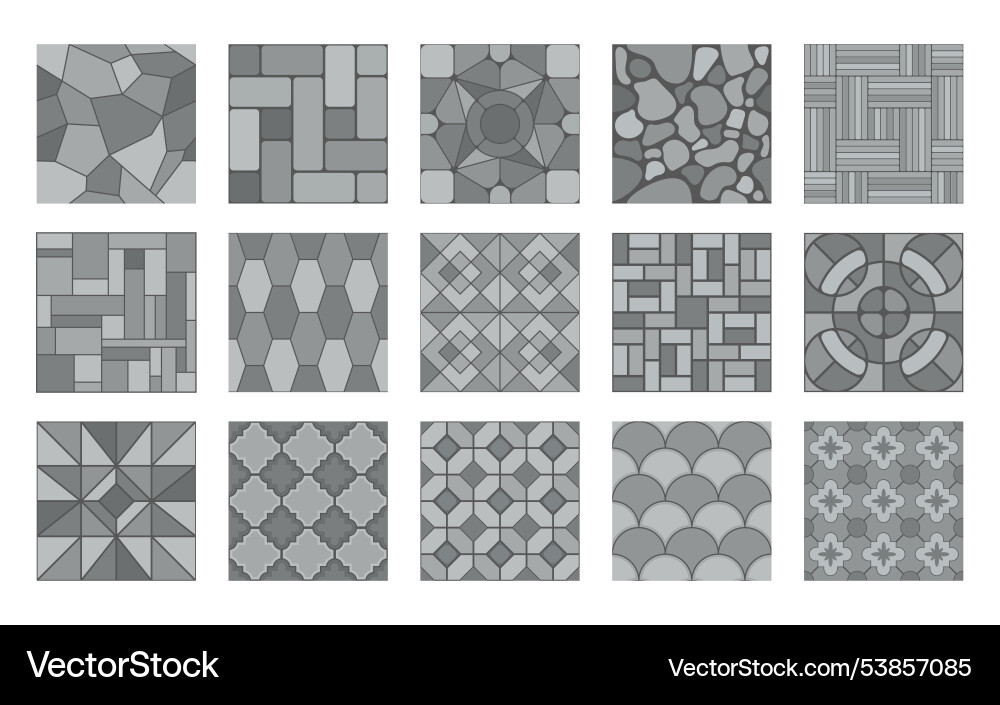 Grey stone street pavement patterns paving tile Vector Image