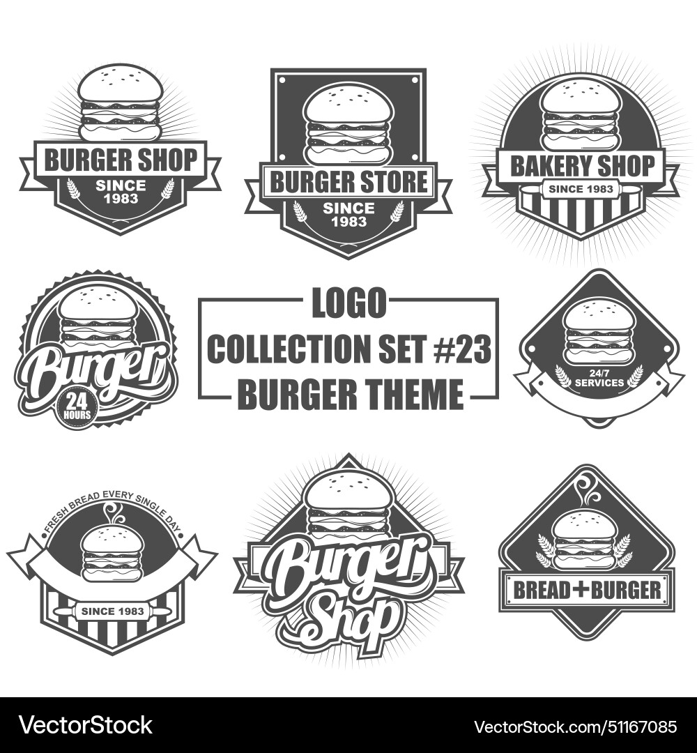 Logo collection set with burger theme – Free Vector | VectorStock