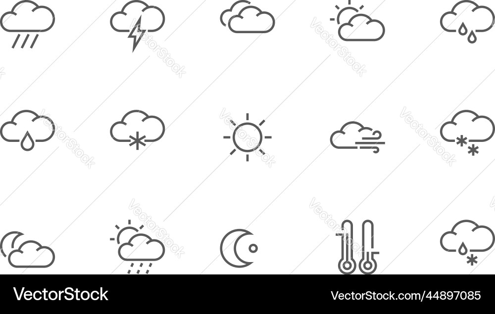 Weather forecast line icons Royalty Free Vector Image