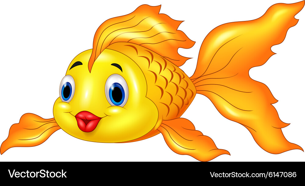 Cartoon goldfish on transparent background Vector Image