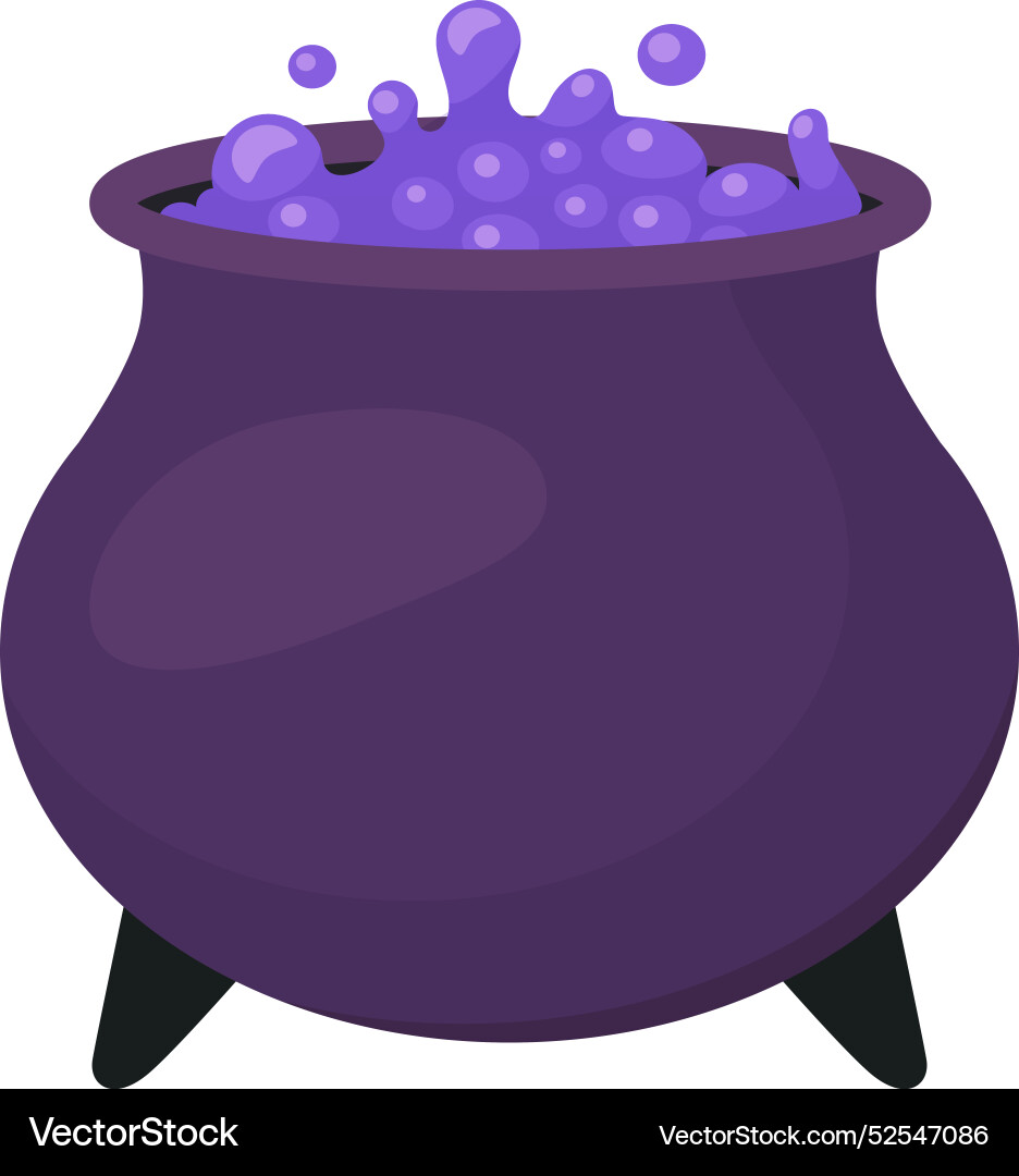 Cauldron with magic potion witchcraft cartoon Vector Image