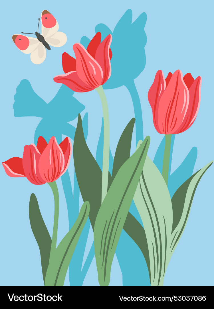 Drawing spring flowers Royalty Free Vector Image