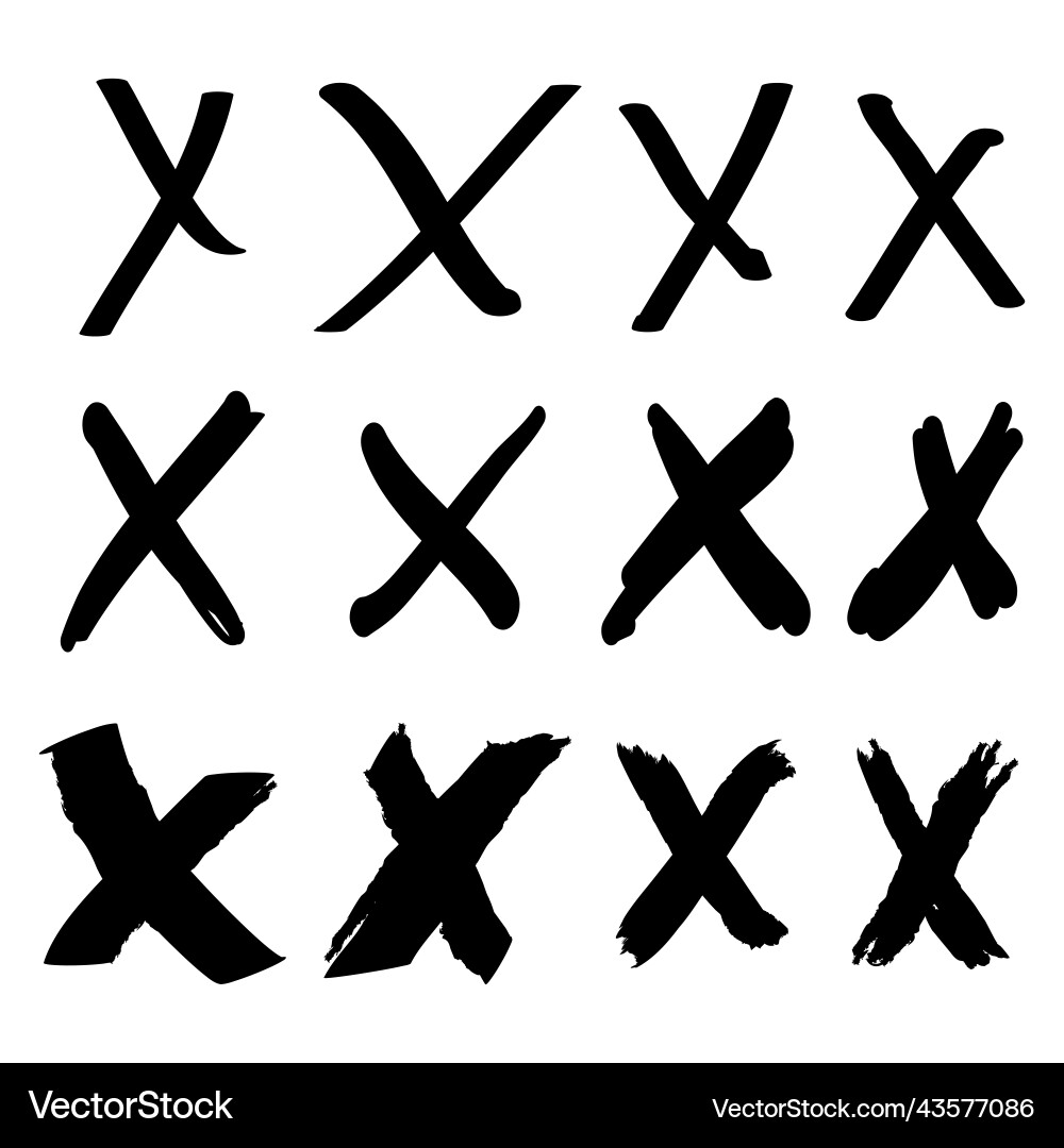 Hand drawn cross mark doodle set of wrong sign Vector Image