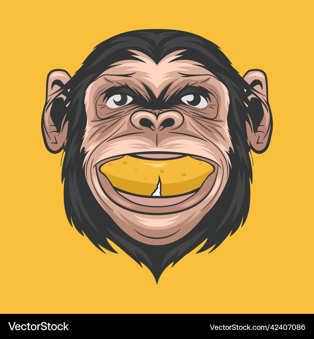 Hand drawn smiling chimpanzee ape Royalty Free Vector Image