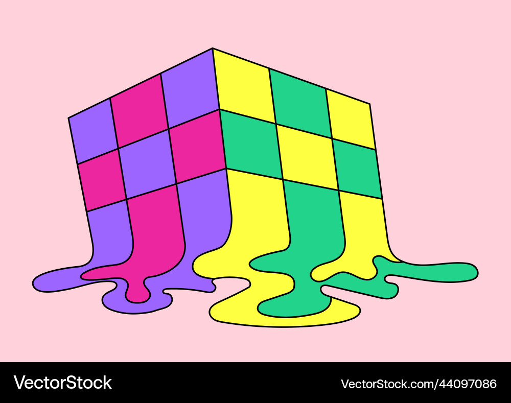 Psychedelic cube icon Royalty Free Vector Image
