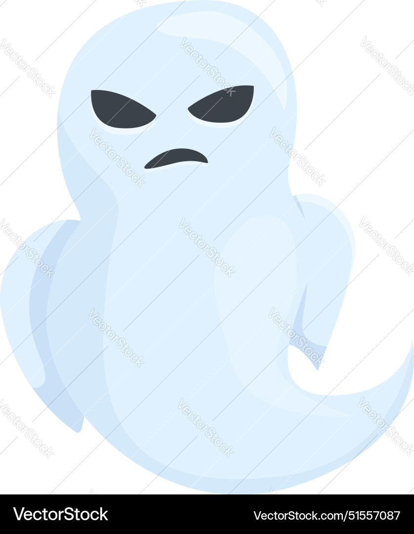 Angry cartoon ghost floating with black eyes and Vector Image
