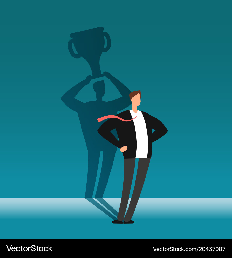 Businessman with Trophy Shadow Royalty Free Vector Image