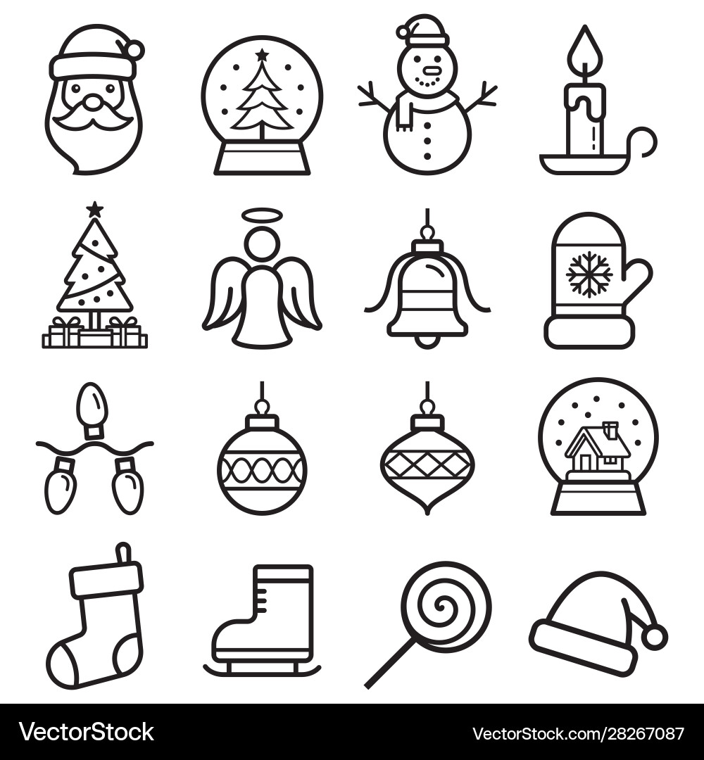 Christmas icons set Royalty Free Vector Image - VectorStock