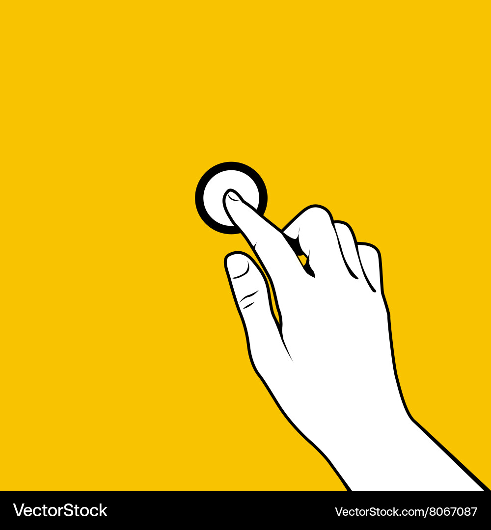 Finger pressing a button - hand outline Royalty Free Vector