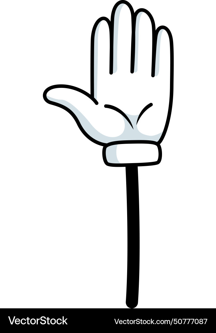 Lifting hand gesture comic palm retro style Vector Image