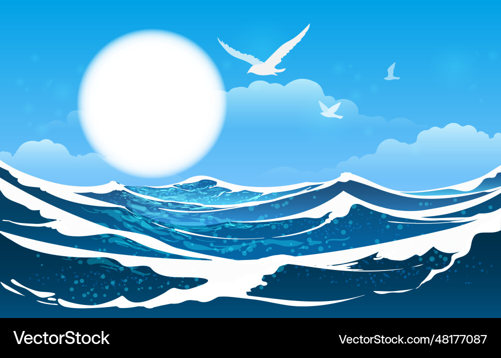 Ocean seascape background Royalty Free Vector Image