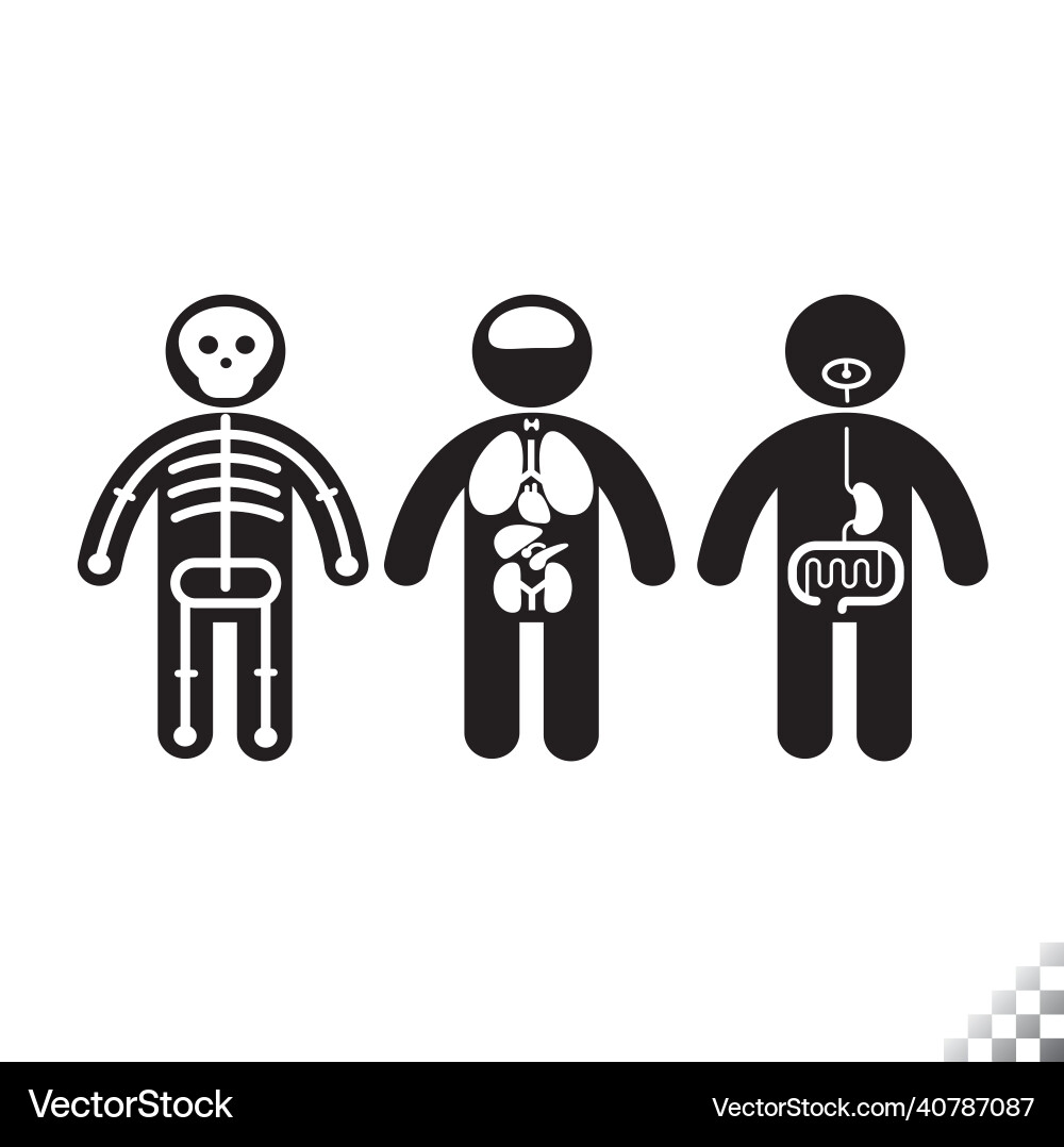 Solid human stick figures low height Royalty Free Vector