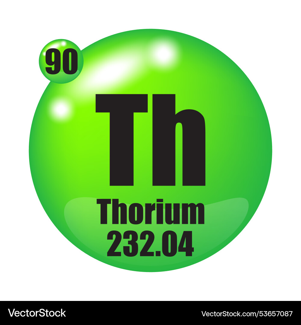 Thorium icon th chemical element atomic number 90 Vector Image