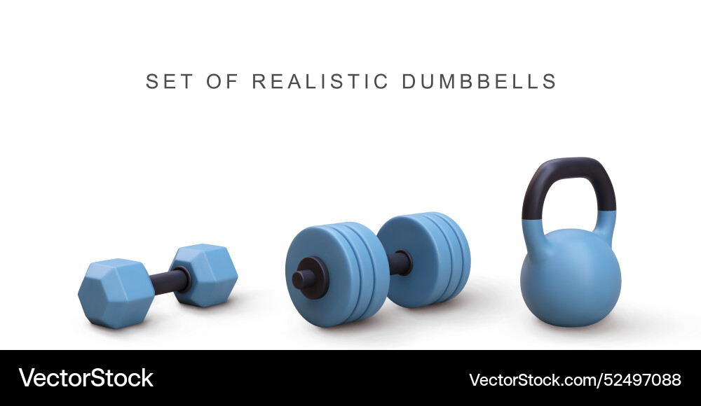 3d set dumbbells on white background Royalty Free Vector