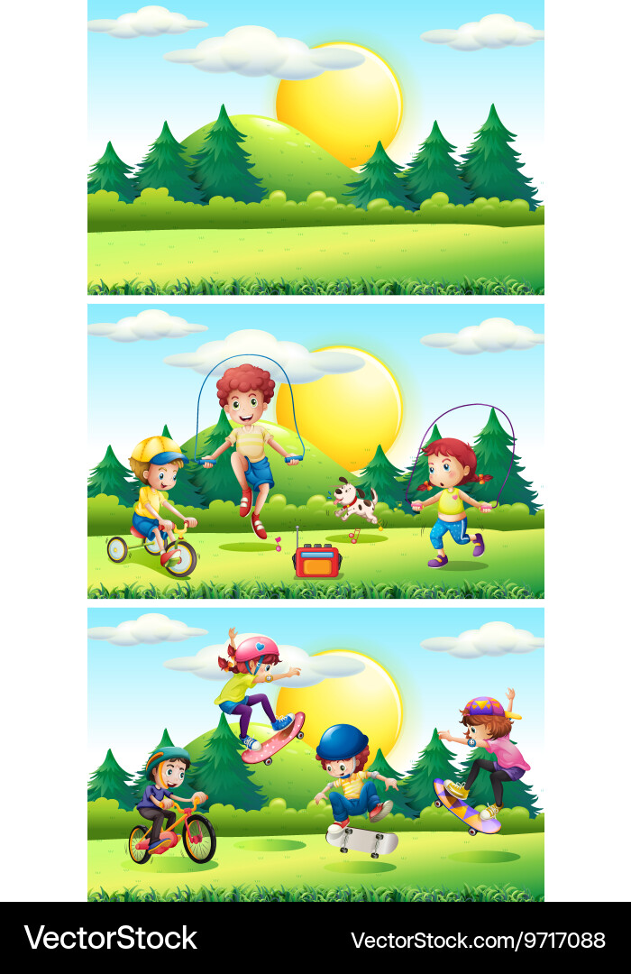 Children playing in the park Royalty Free Vector Image