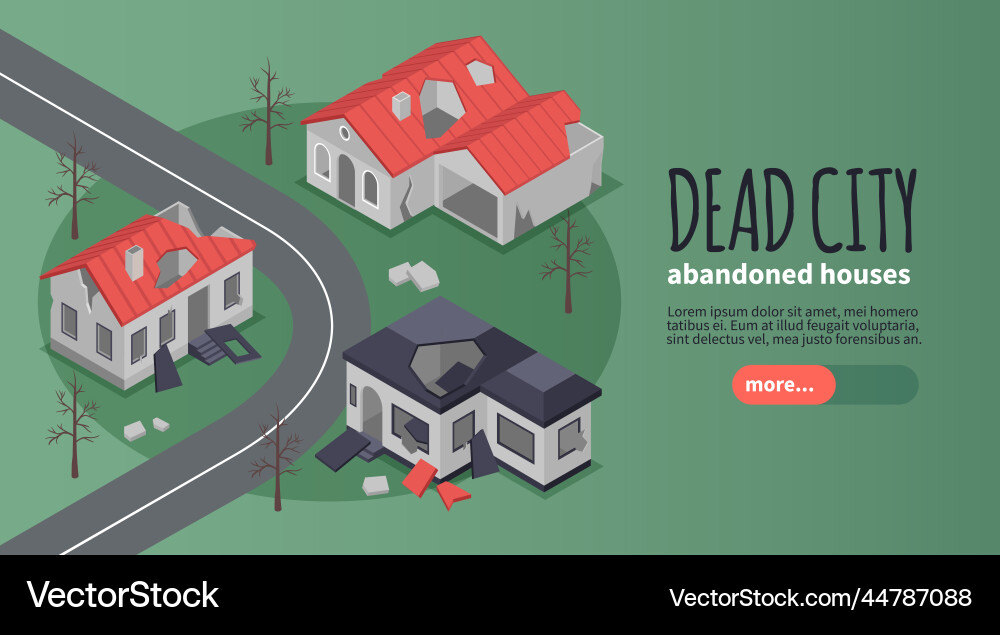 Dead city horizontal banner Royalty Free Vector Image