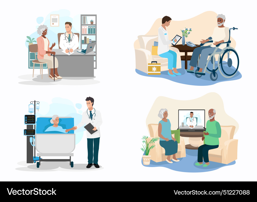 Doctor and patient set Royalty Free Vector Image