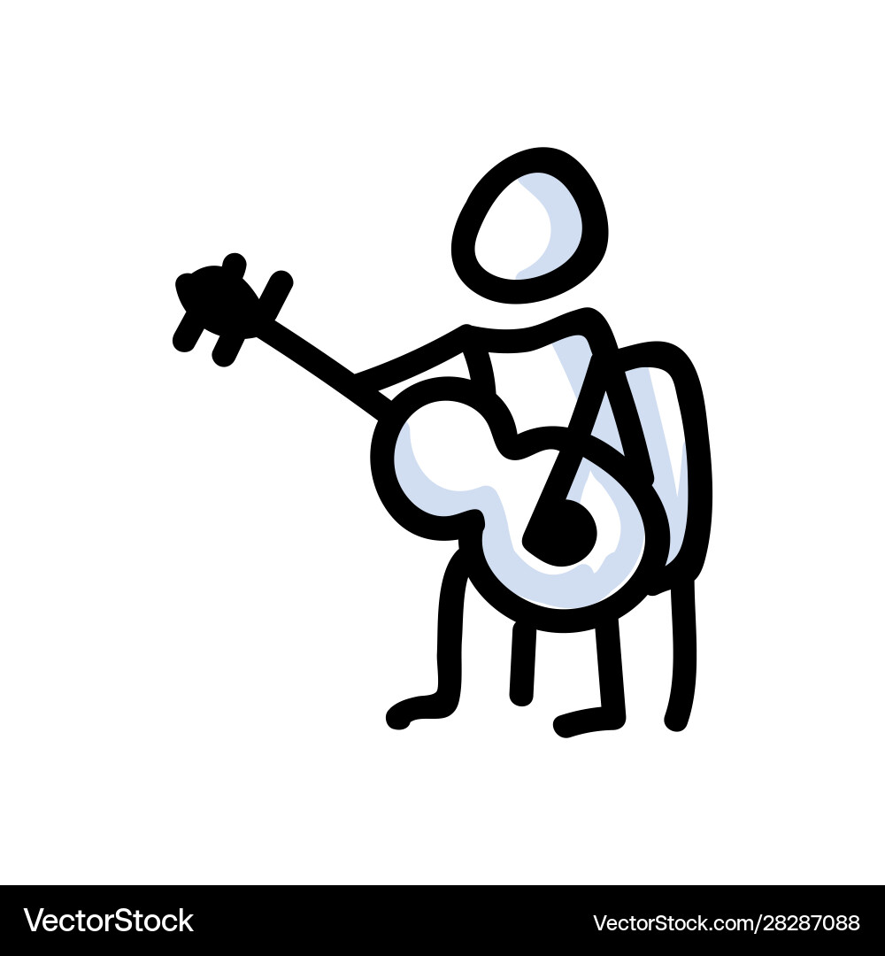 Hand drawn stick figure playing guitar concept Vector Image