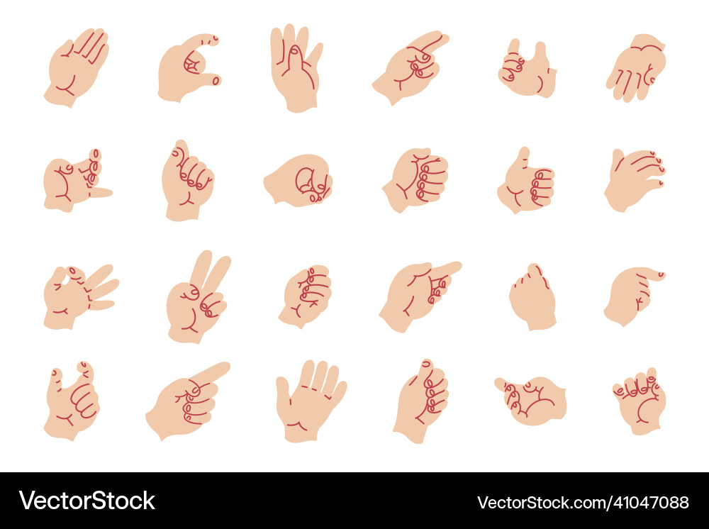 Hand gestures cartoon minimalistic male Royalty Free Vector