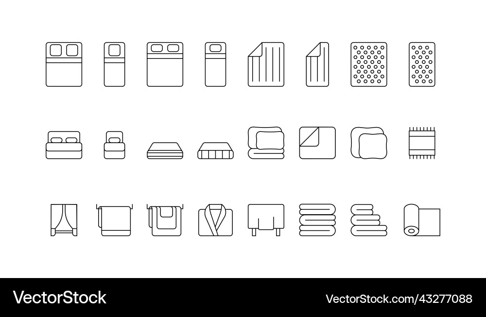 Home textile and bedroom line icon set single Vector Image