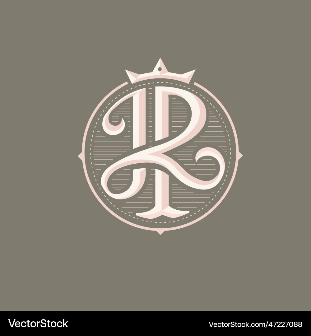 Initial letter jr with crown and circle frame Vector Image