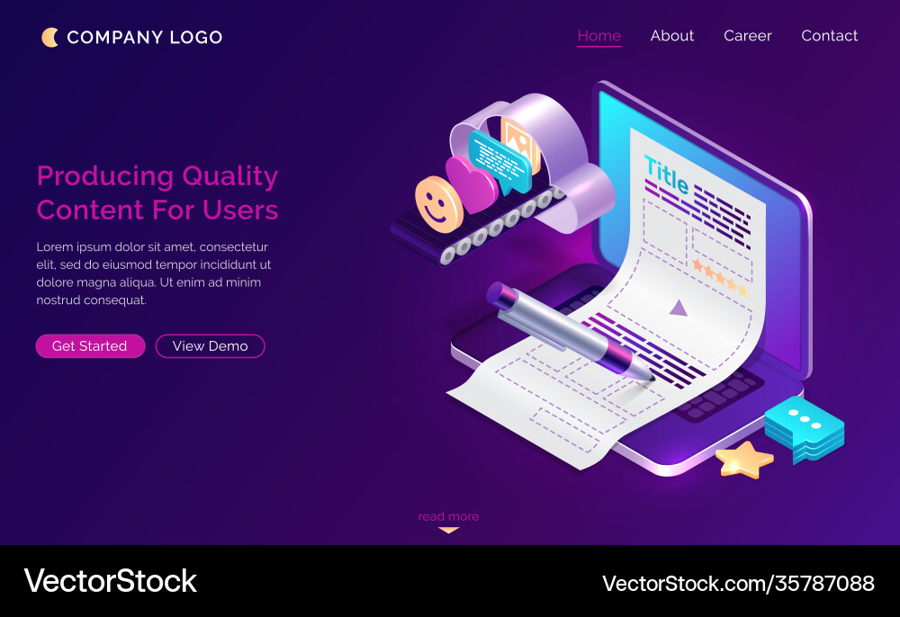 Production quality content for users isometric Vector Image