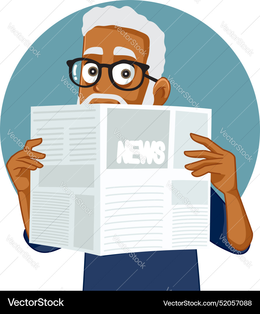 Senior man reading a newspaper cartoon Royalty Free Vector