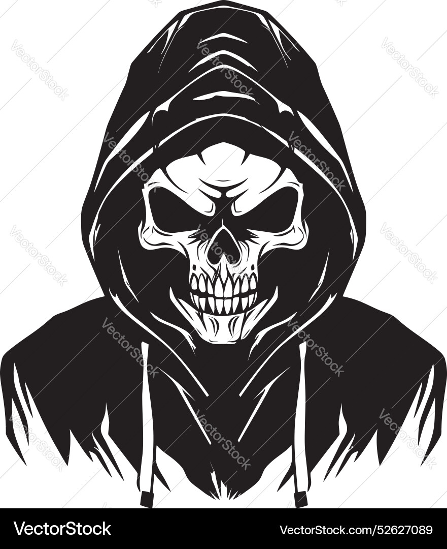 Bone hoodie brigade logo with skeleton wearing Vector Image
