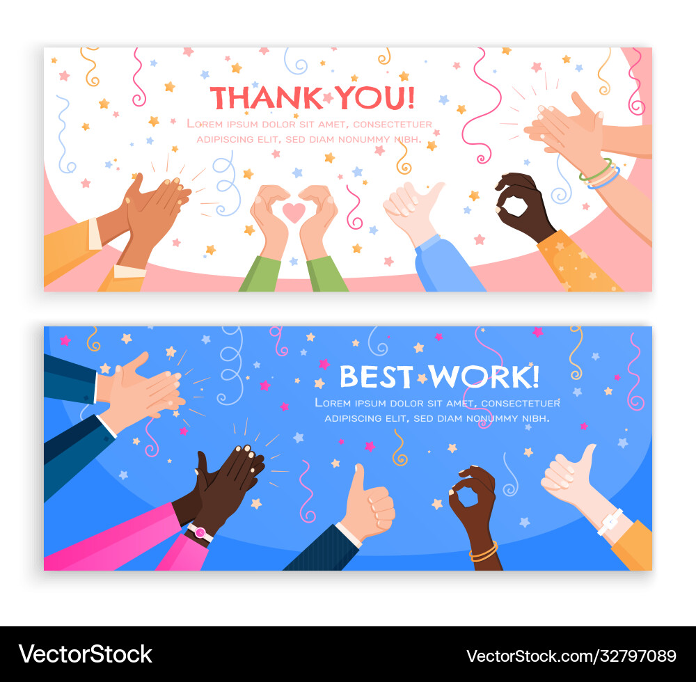 Clapping hands horizontal banners Royalty Free Vector Image