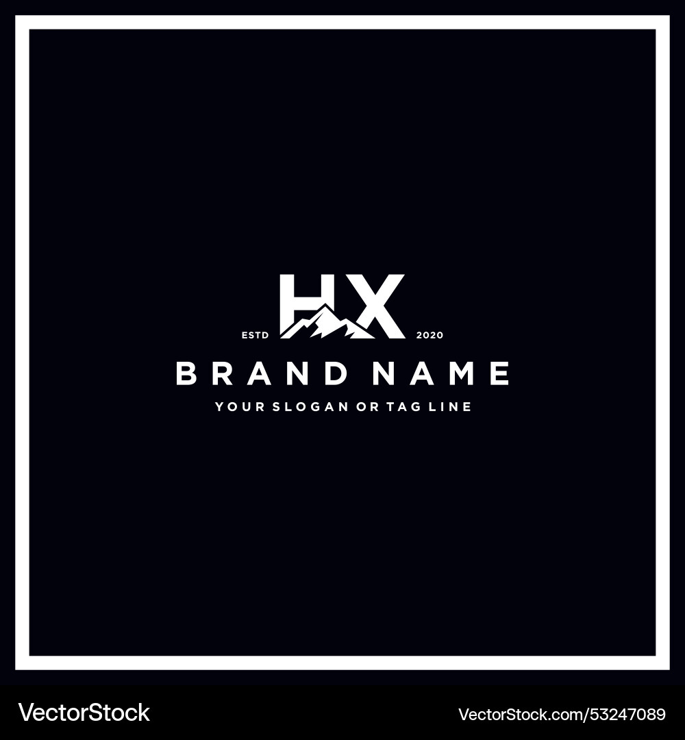 Creative letter hx mountain logo design Royalty Free Vector