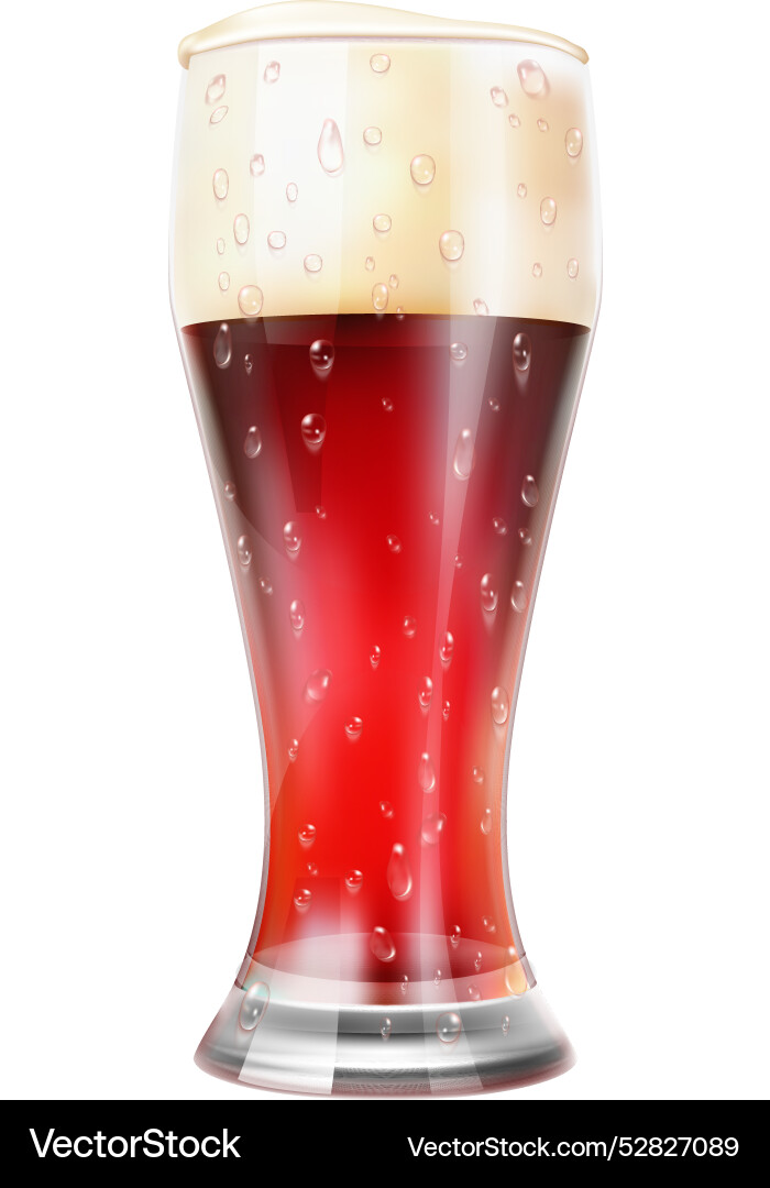 Dark ale glass realistic cold beer drink Vector Image