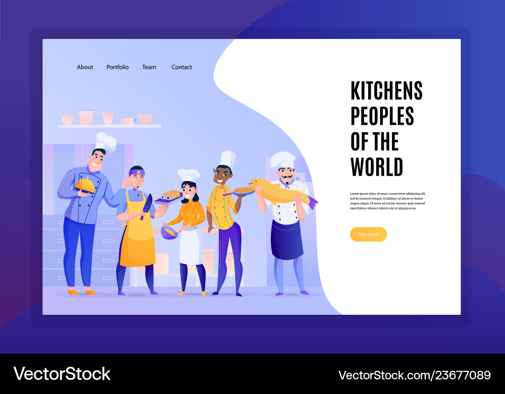 Global Cuisine Cooks Banner Royalty Free Vector Image