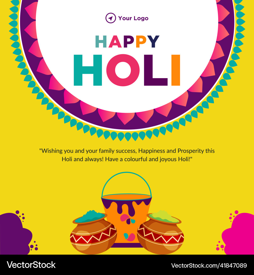 Happy holi banner design Royalty Free Vector Image