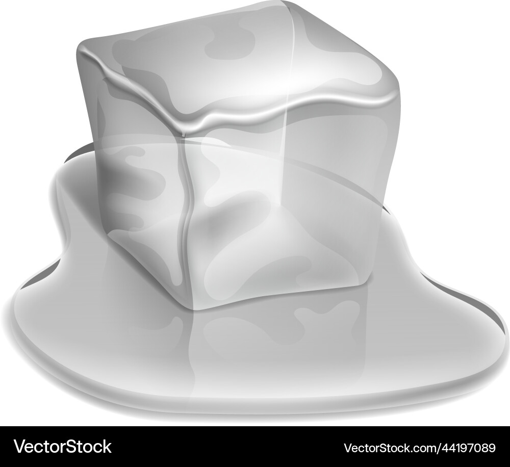 Melting ice cube cold pure water crystal Vector Image