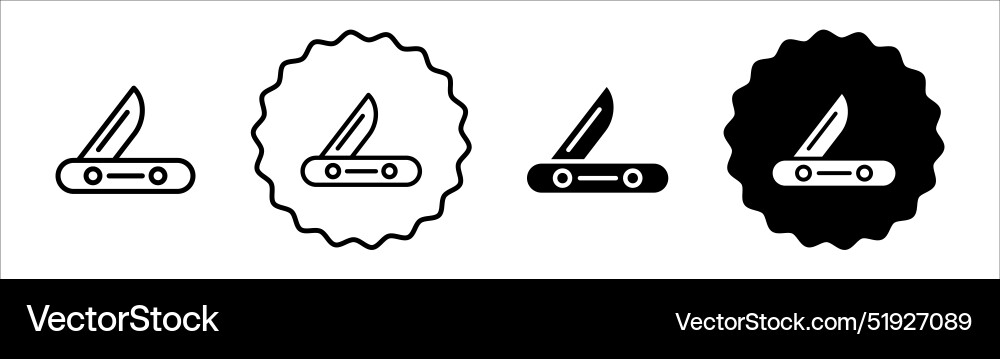 Pocket knife icon symbol set collection Royalty Free Vector