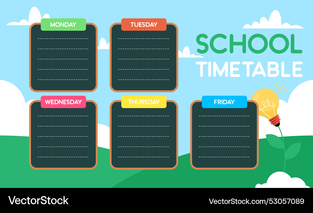School timetable poster template Royalty Free Vector Image