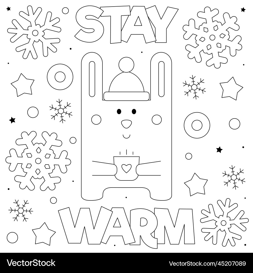 Stay warm coloring page black and white Royalty Free Vector