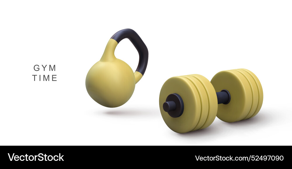 3d realistic gym time concept on white background Vector Image