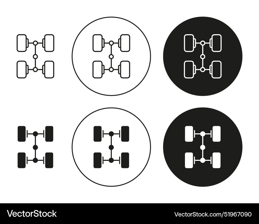 Car axle flat editable icon mark set Royalty Free Vector