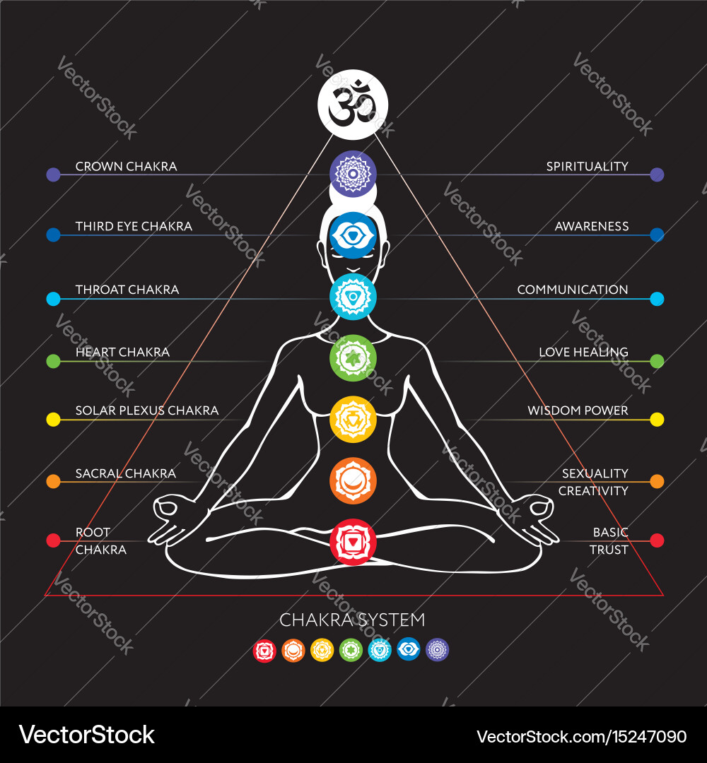 Chakras system of human body Royalty Free Vector Image