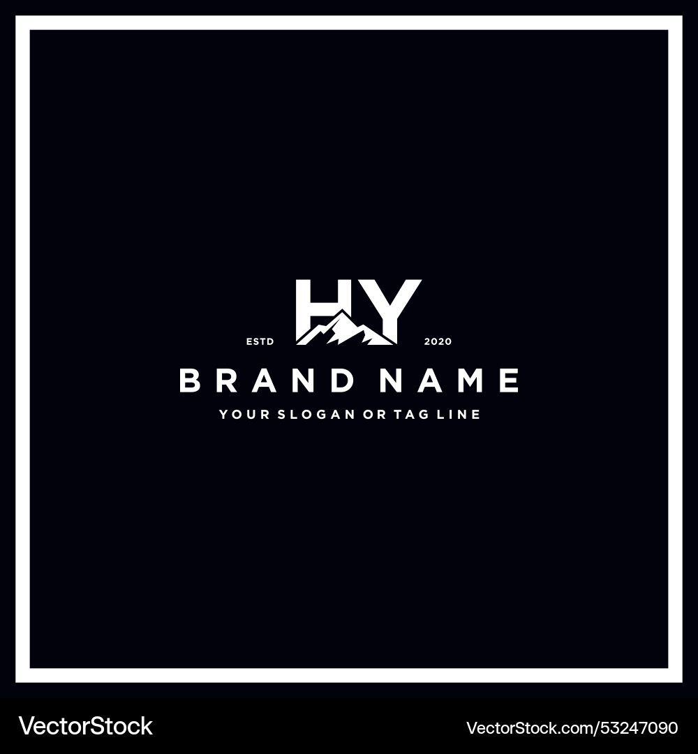 Creative letter hy mountain logo design Royalty Free Vector