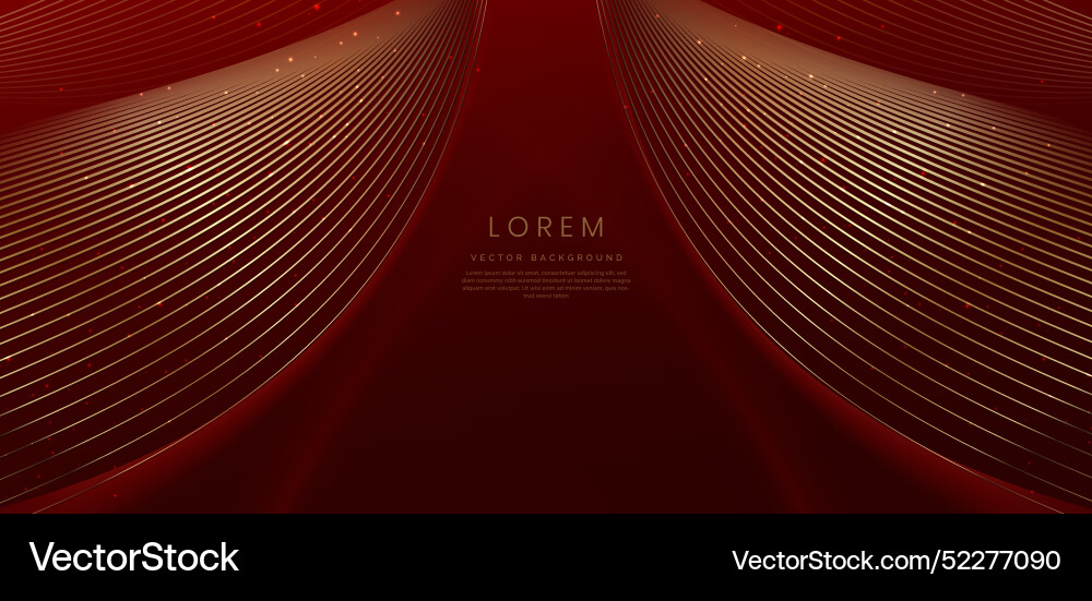 Luxury golden curve lines on red background Vector Image