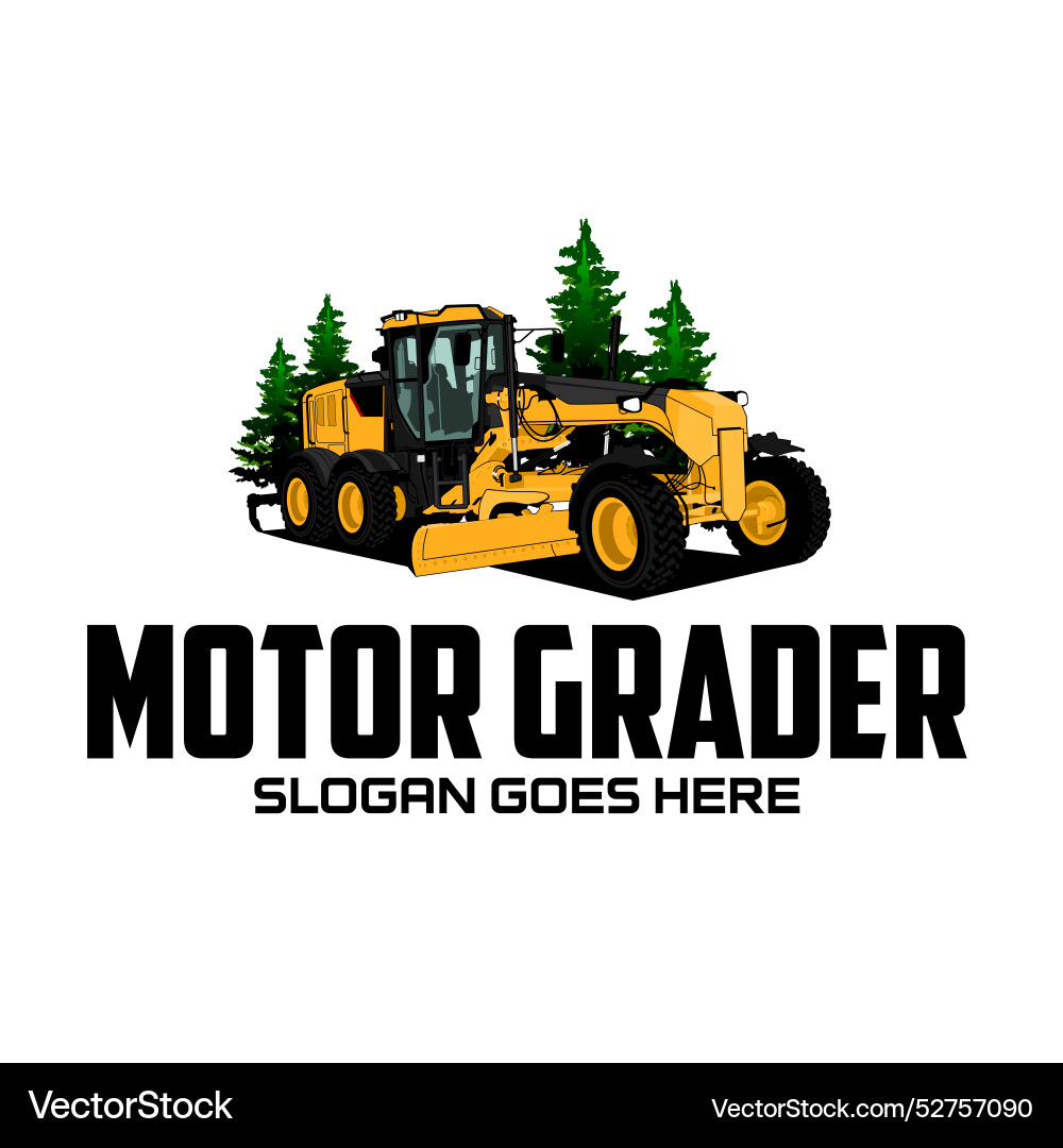 Motor grader heavy equipment vehicle logo Vector Image