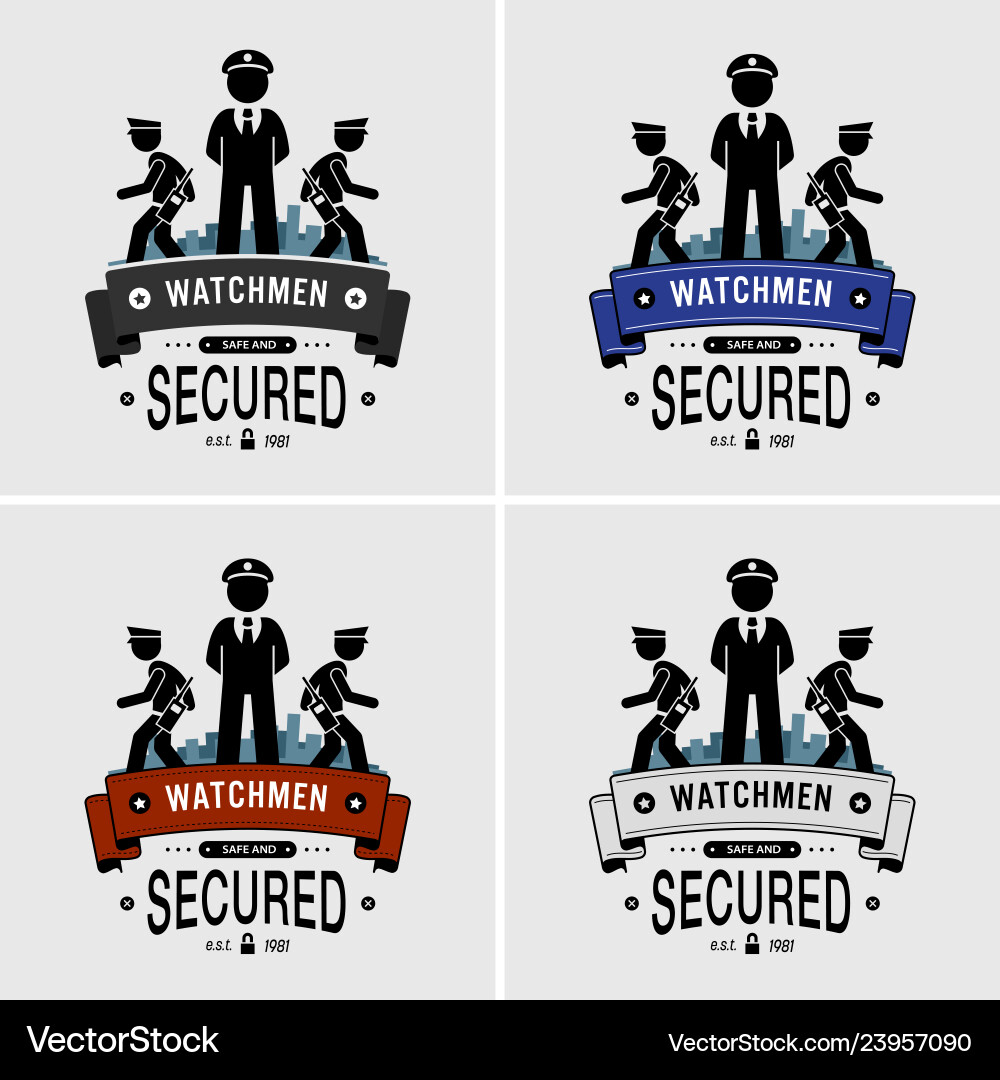 Security guards logo design artwork of watchman Vector Image