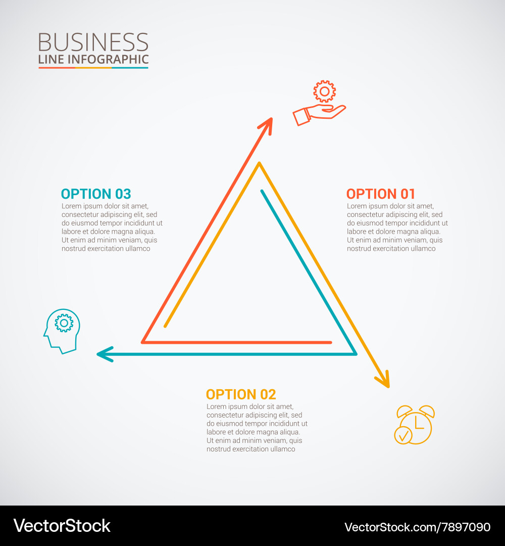 Thin line flat triangle for infographic Royalty Free Vector