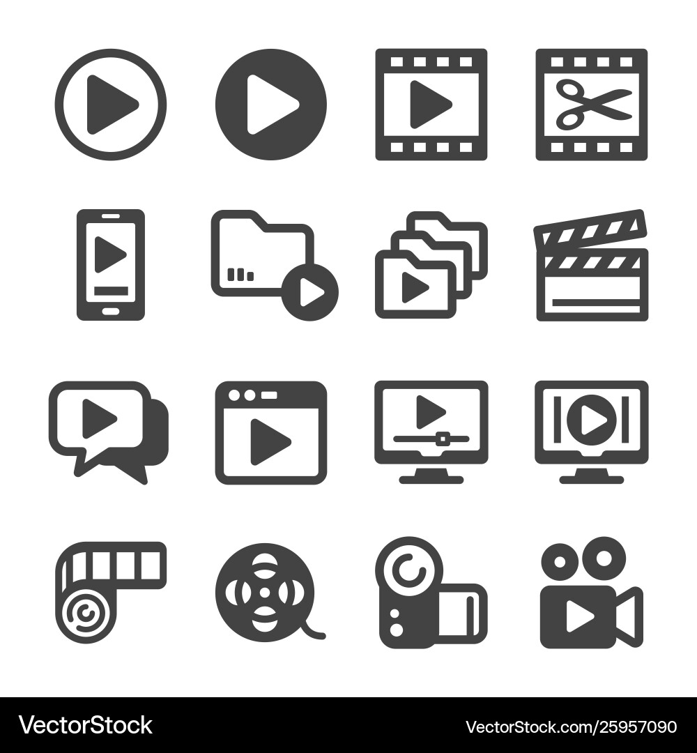 Video icon set Royalty Free Vector Image - VectorStock