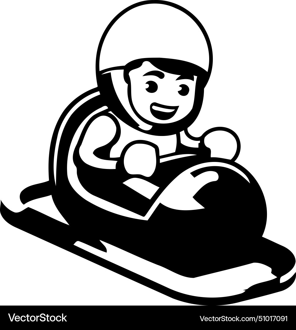 Cartoon smiling kid riding a sledge isolated Vector Image