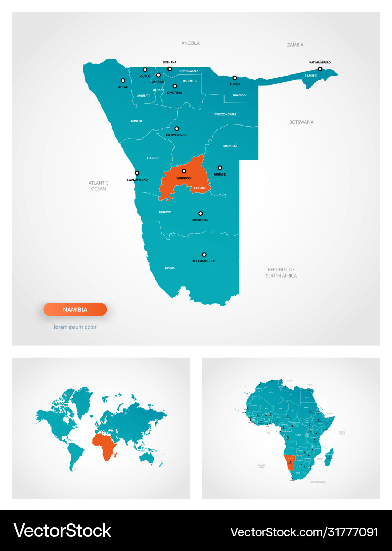 Editable template map namibia with marks Vector Image