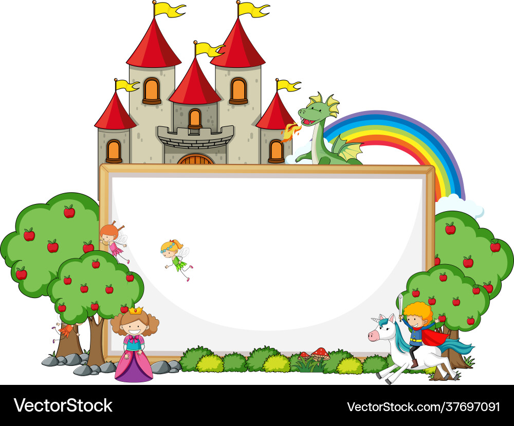 Empty banner with fairy tale cartoon character Vector Image