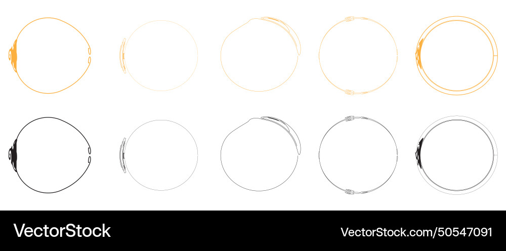 Graphic circle frames set round line sketch Vector Image